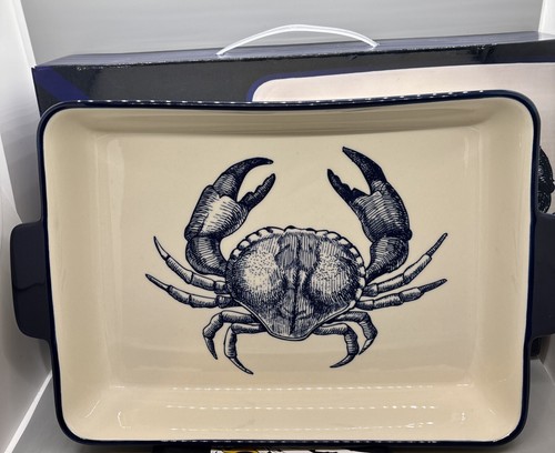 Cuisine & Co. Dockside Bakeware 14" Rectangular Baking Dish Blue Crab ...