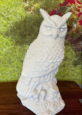 Large owl statue - solid concrete sculpture garden decor cement stone ...