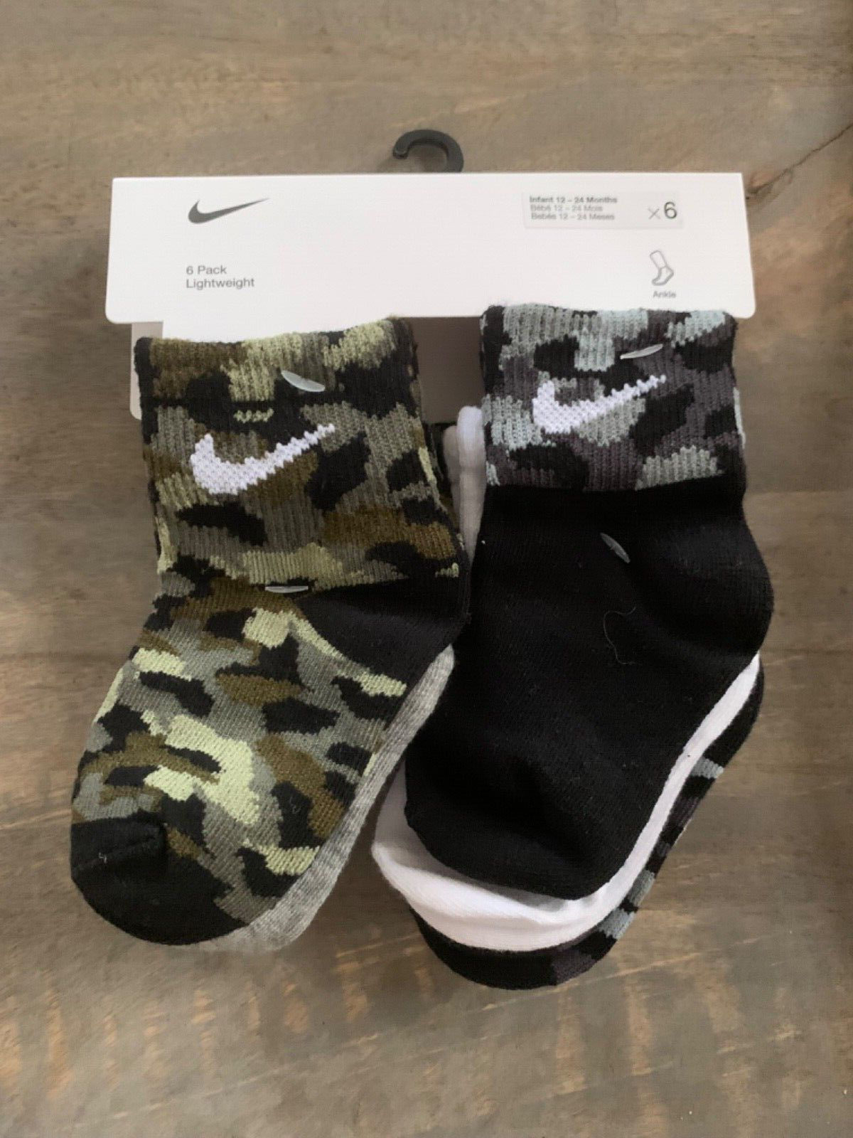 NIKE Baby Socks 6-12 Months Camu Ankle Socks 6-Pack | eBay