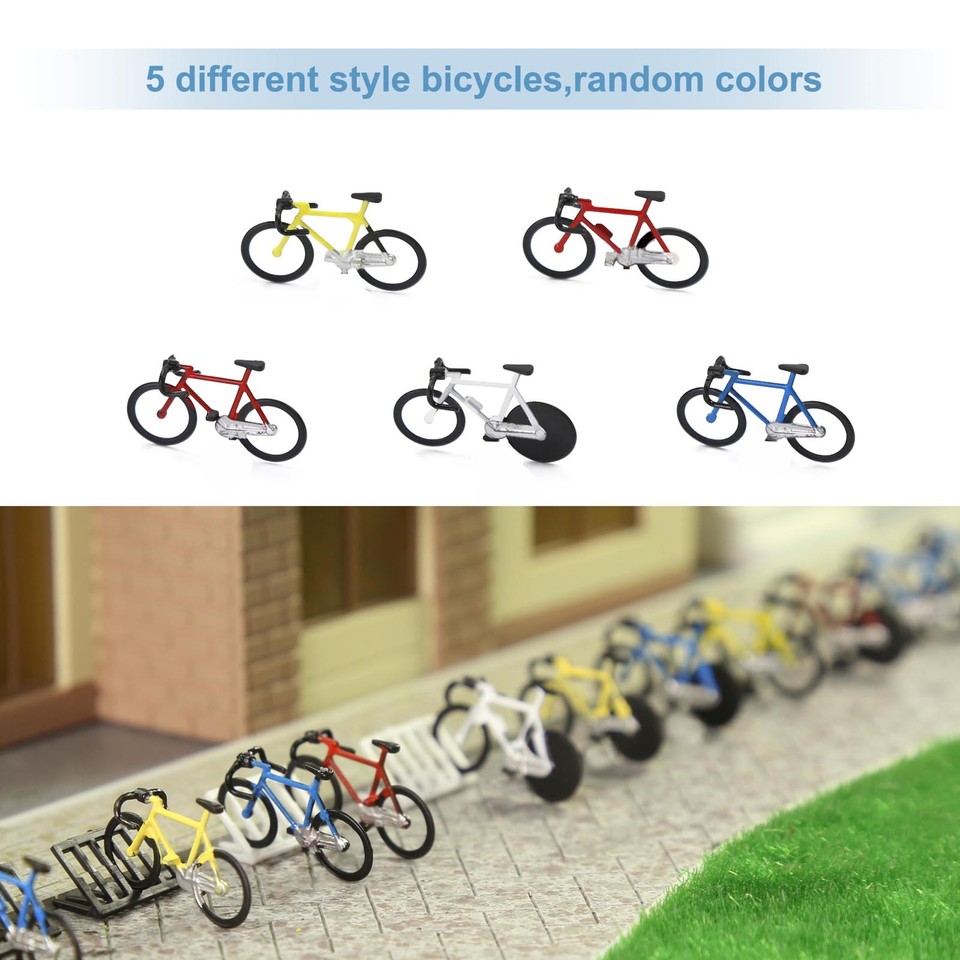 HO Scale 1:87 Bicycles 40pcs Bikes 8pcs Parking Racks Model Trains ...