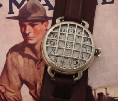 Men's WWI Elgin Wire Lug Trench Watch w/ Shrapnel Guard, Circa 1917 ...
