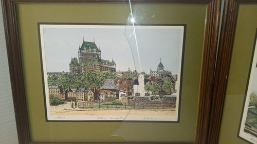 Lot Of 2 Original Pen and Ink Color Drawing of Old Quebec City by Alain ...