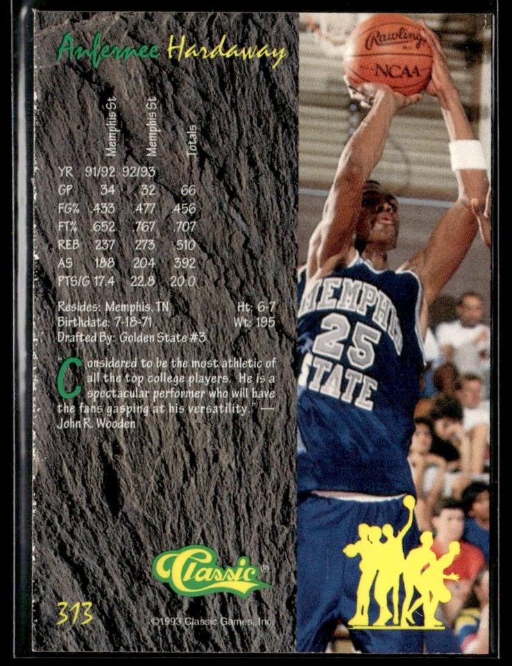 1993 Classic Four Sport #313 Anfernee Hardaway RC Rookie Basketball ...