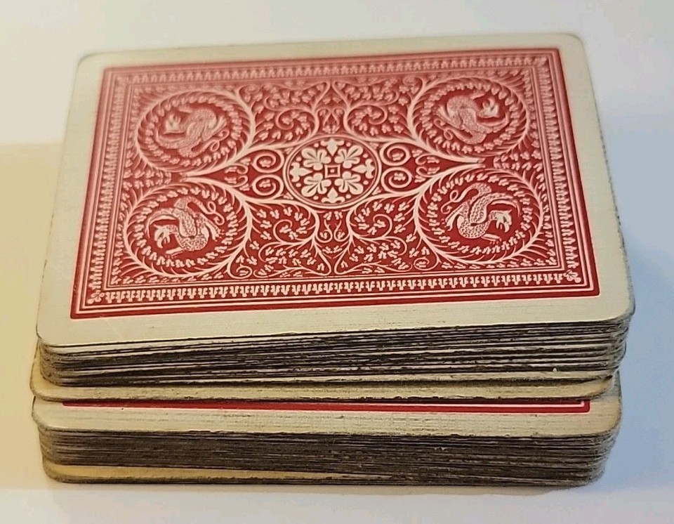 No. 500 Playing Cards 62 cards + 2 Joker Pre WWI w/box red well played ...