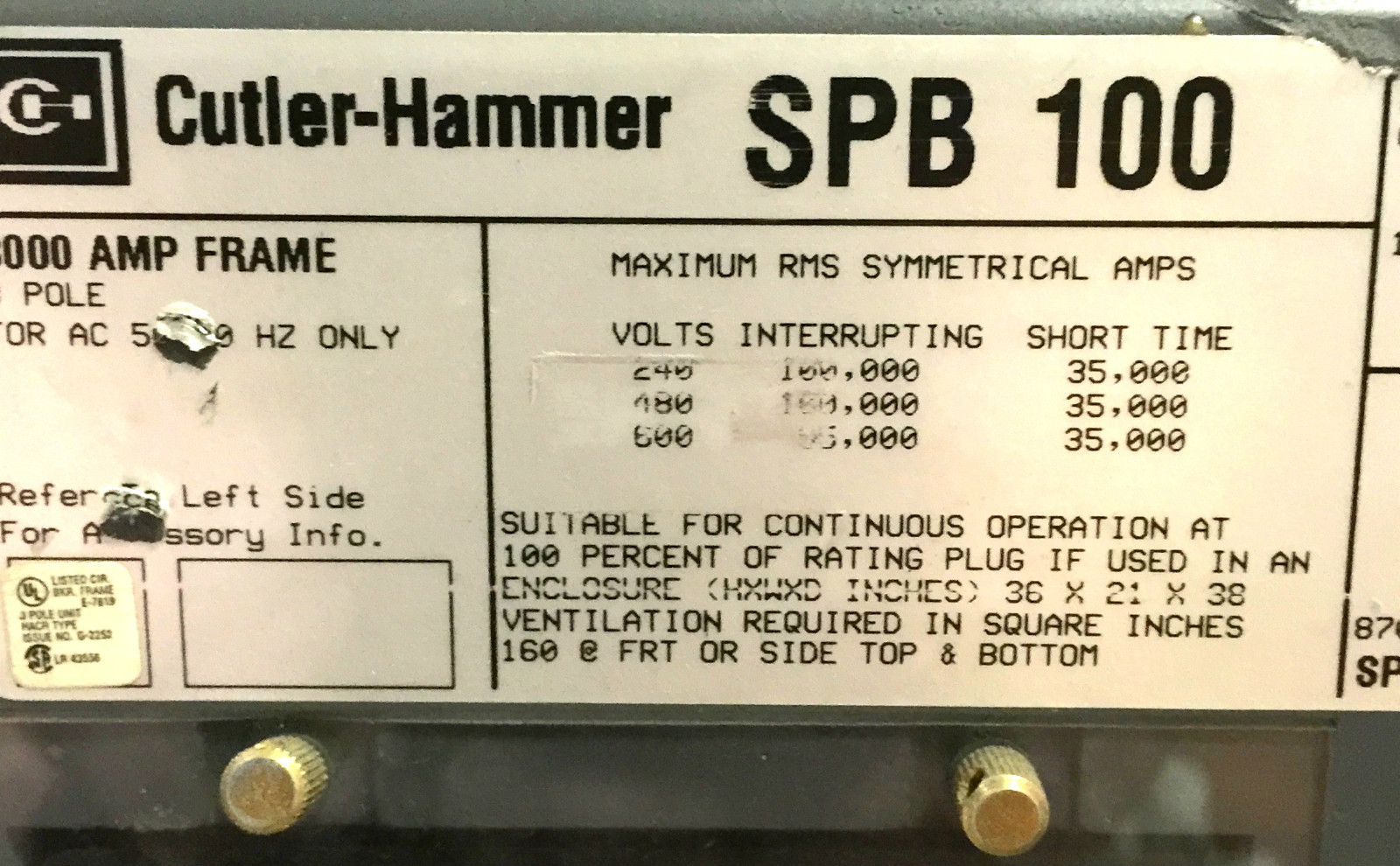 CUTLER HAMMER SPB 100 3000 AMP MO DO LSIG with WARRANTY | eBay