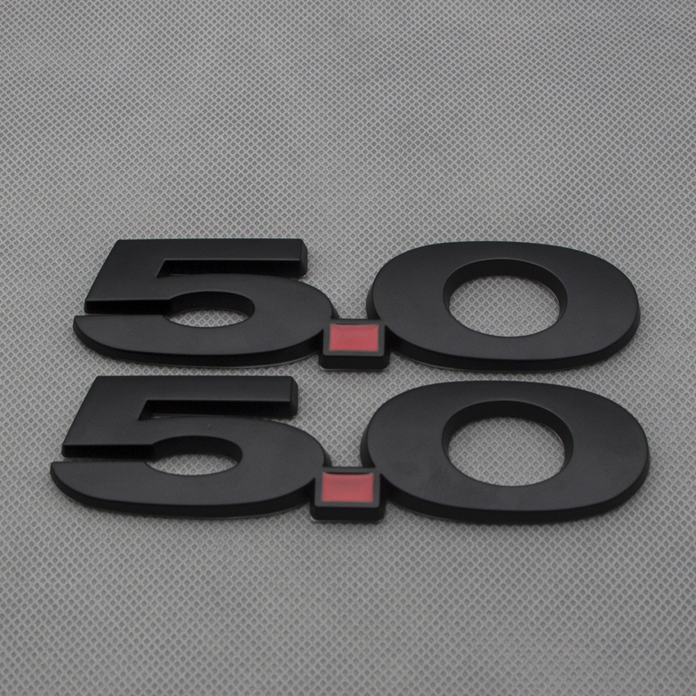 2Pcs Matte Black 5.0L Fender 3D Emblem Side Rear Trunk 5.0 GT Badge ...