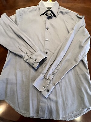 Axist Shirt Men Extra Large Gray Black Button Up Sleeve Office Dress ...