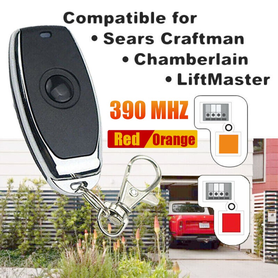 Garage Door Remote 390MHz Red/Orange Learn Button Replaces for ...