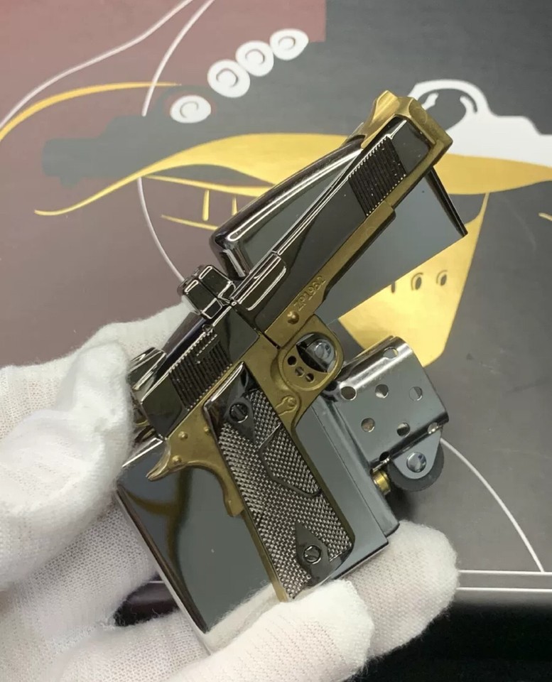 New Zippo oil Lighter Gun gold silver with box | eBay