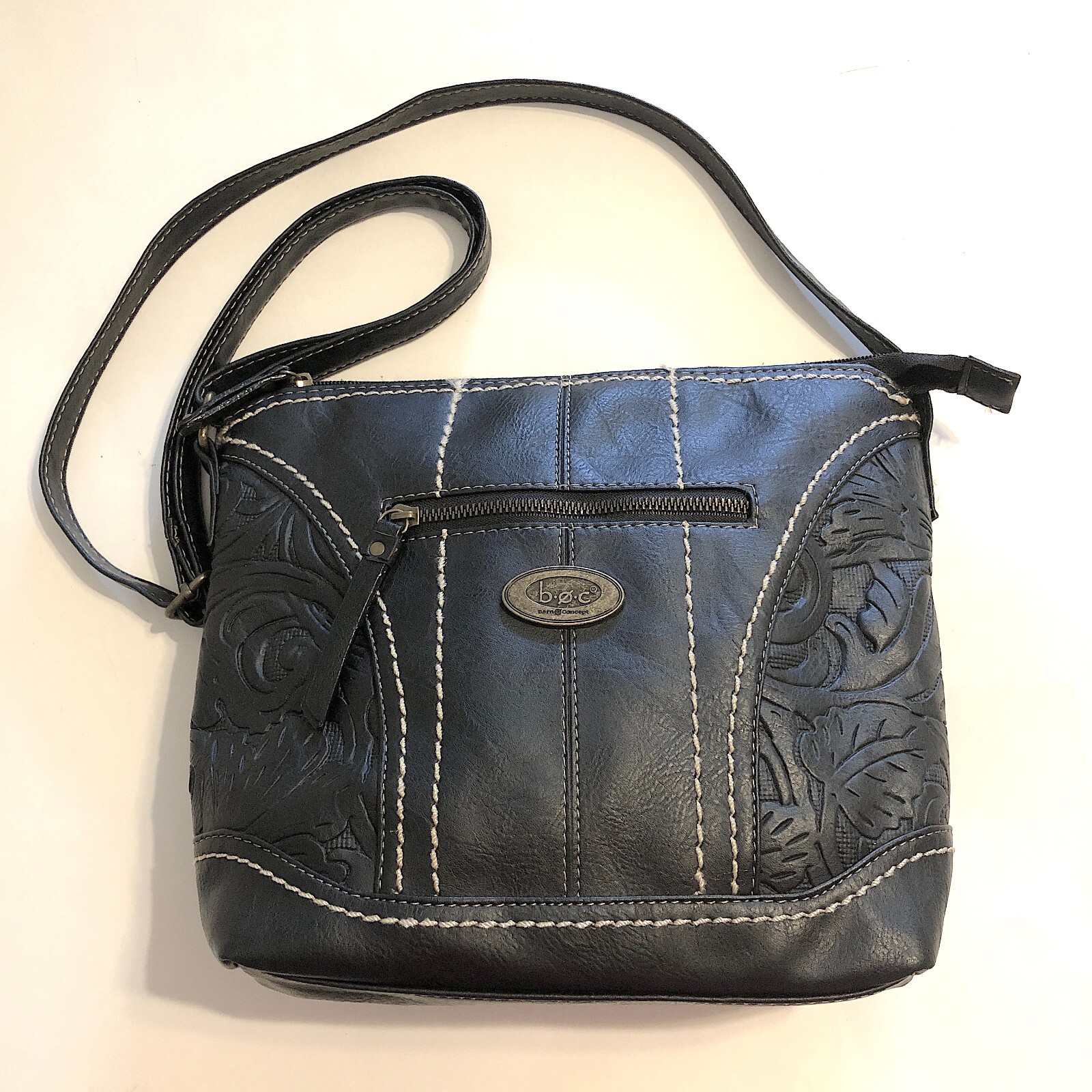 BOC Crossbody Purse Shoulder Bag Tooled Black Vegan Leather Born of ...