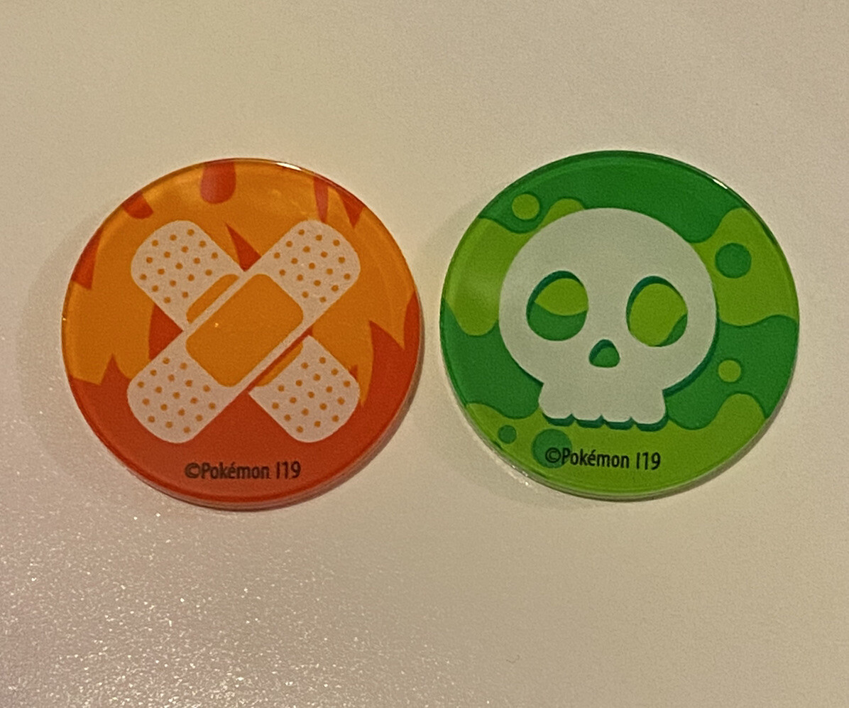 Pokemon TCG Official Acrylic Coins Damage Burn & Poison Counters NEW ...