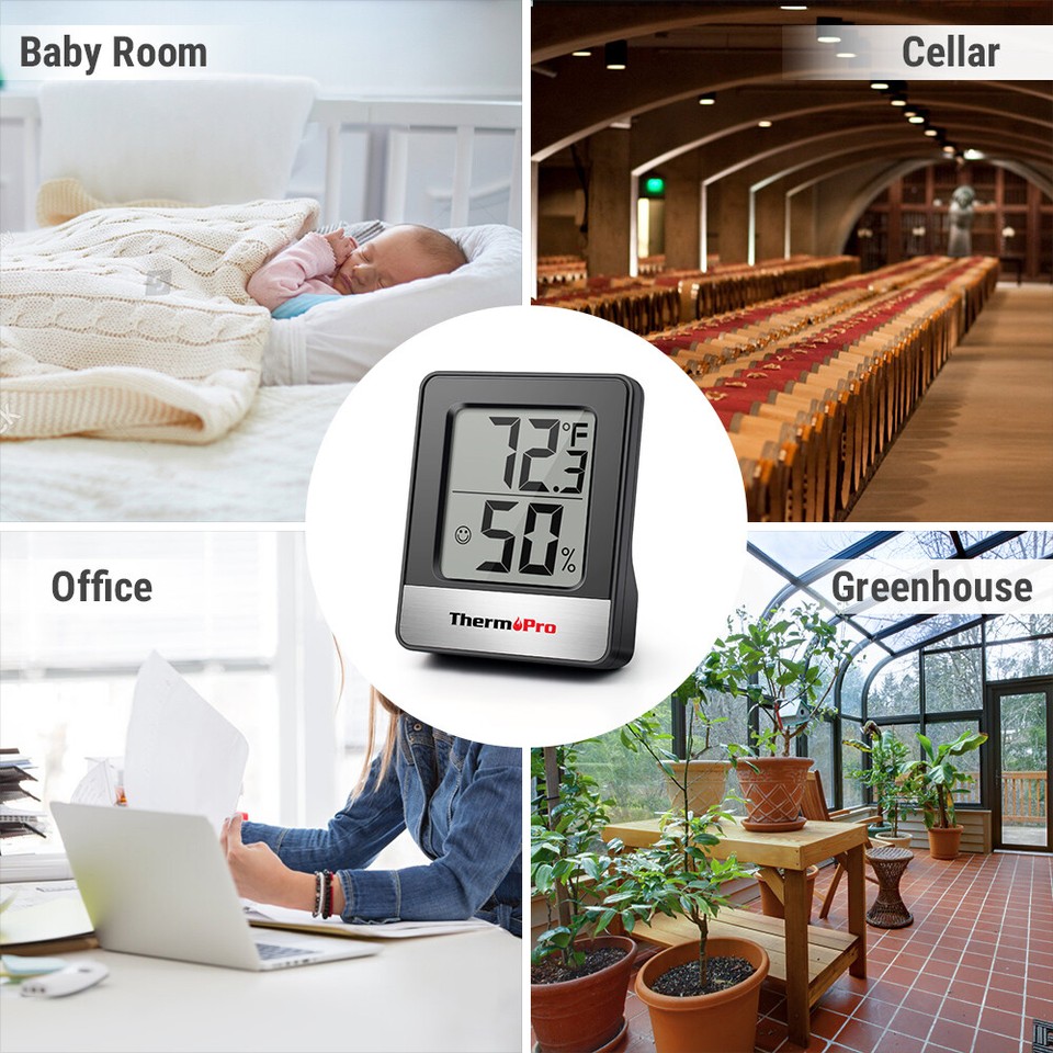 ThermoPro TP49 LCD Display indoor Temperature Digital Hygrometer ...