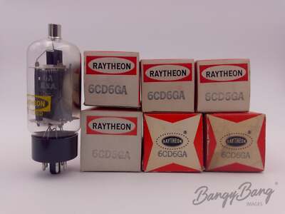 6 Vintage Raytheon 6CD6GA/6EX6/6CD6G Beam-Power Pentode TV Audio Vacuum ...