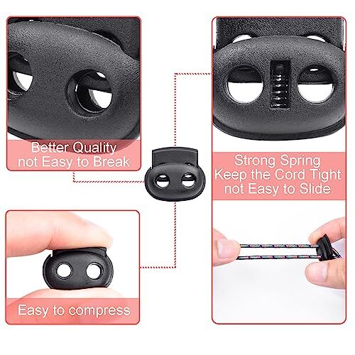 25 Pcs Double Hole Toggle Spring Cord Lock Drawstring Adjuster Button ...