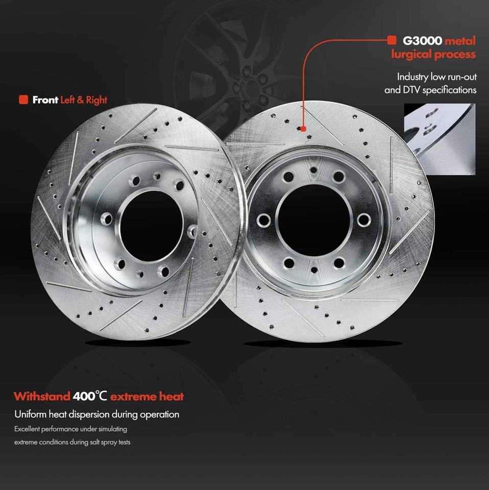 2x Front Left & Right Drilled Brake Rotor for Hummer H3 2006-2010 H3T ...
