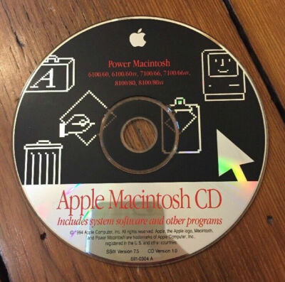 Vintage 1994 Power Mac Macintosh OS 7.5 CD System Software Programs ...