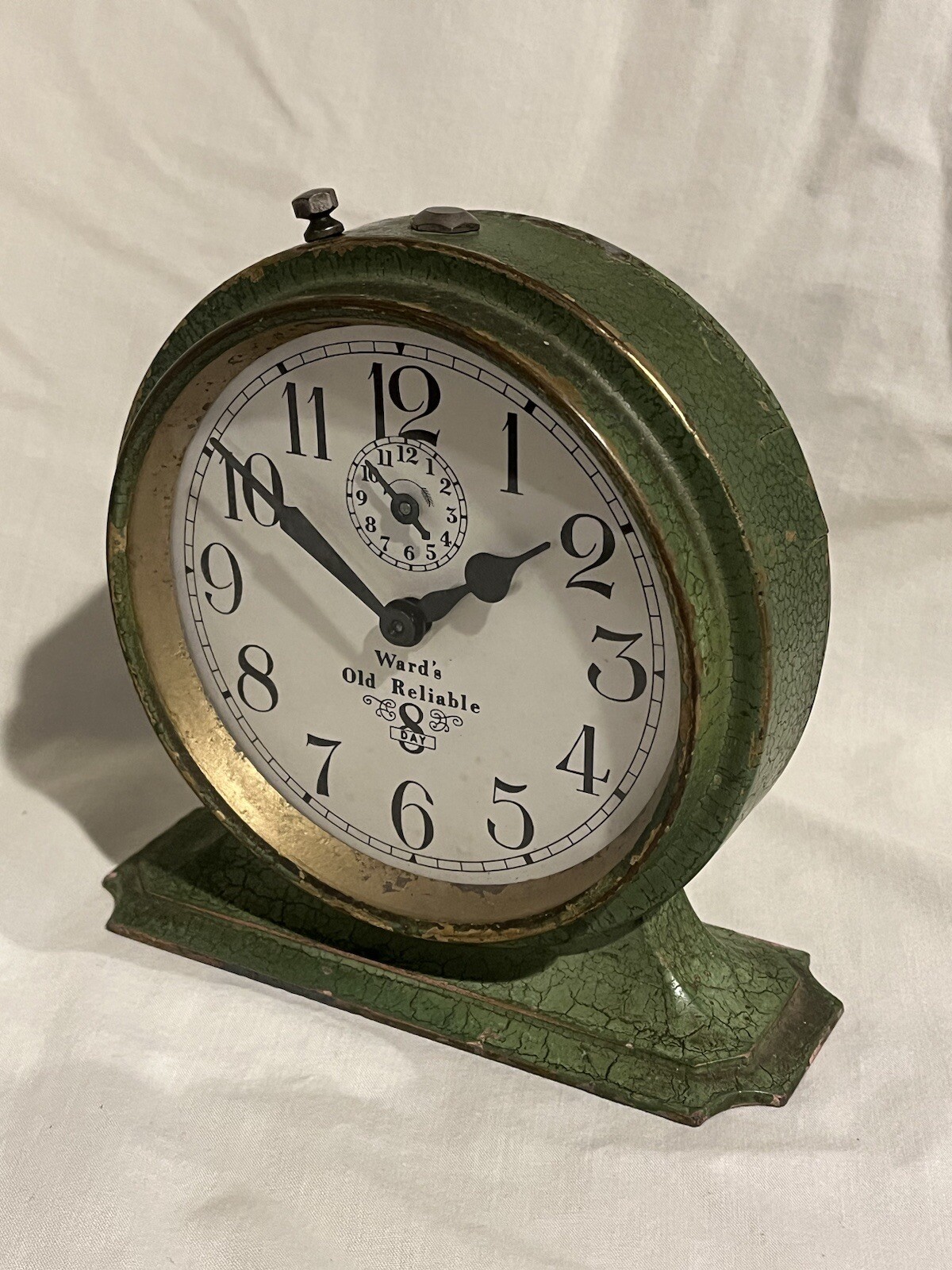 1920 Antique Green Ingraham Ward's Old Reliable 8 day Alarm Clock-Runs ...