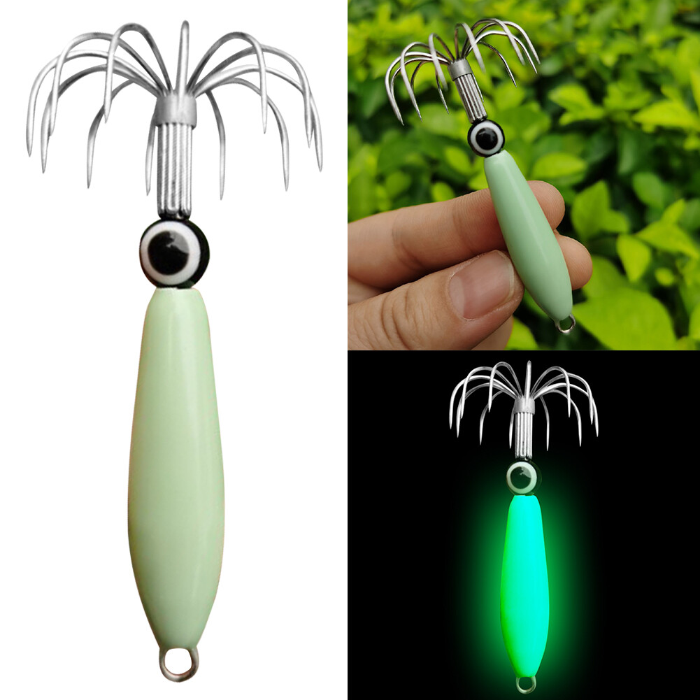 Luminous Squid Hooks Fishing Tackle Lures Squid Jigs Hook for Fisherman ...