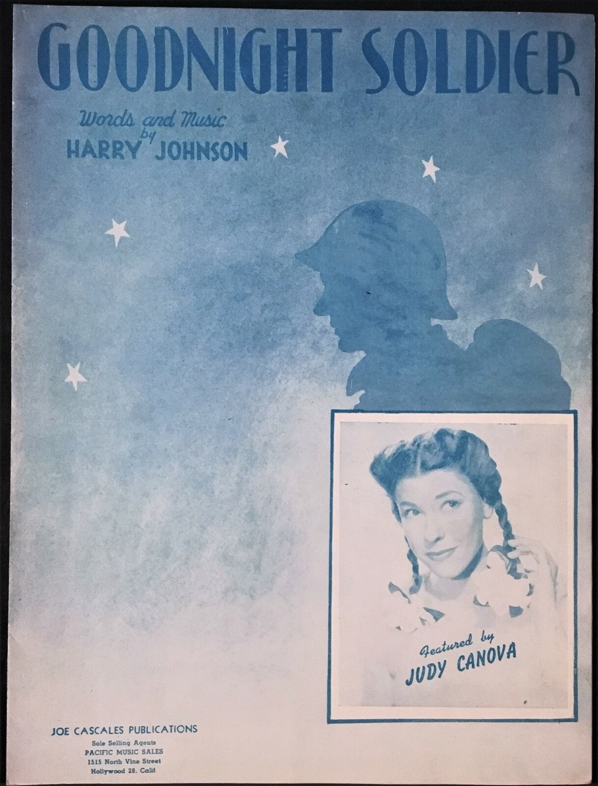 1943 WWII SHEET MUSIC "GOODNIGHT SOLDIER" HOMEFRONT - JUDY CANOVA ...