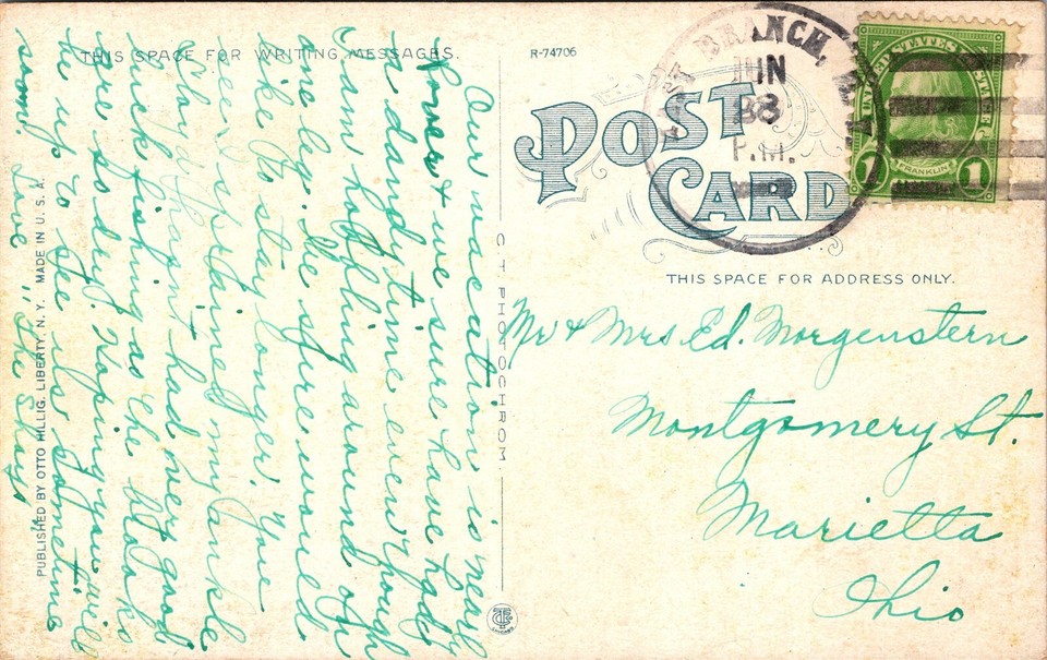 Postcard NY Livingston Manor Wooden Bridge Over the Willowemoc Creek ...