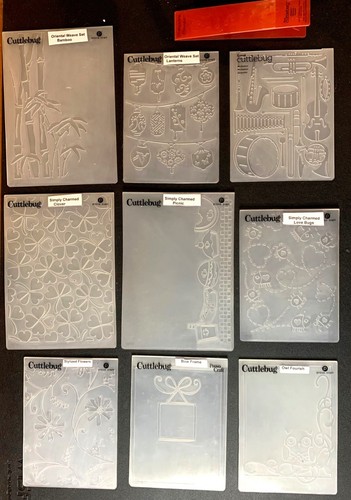 Lot of 9 CUTTLEBUG Embossing Folders Oriental Weave / Simply Charmed ...