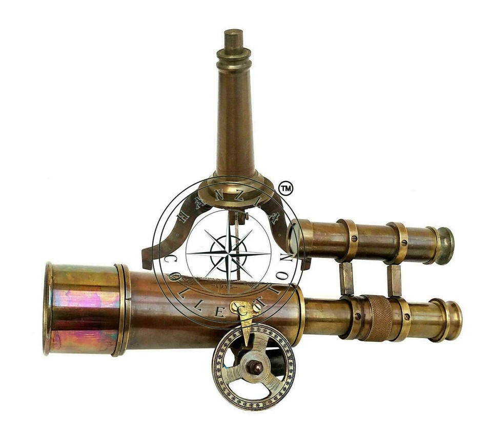 Kelvin Hughes Nautical Antique Brass Telescope Double Barrel With ...