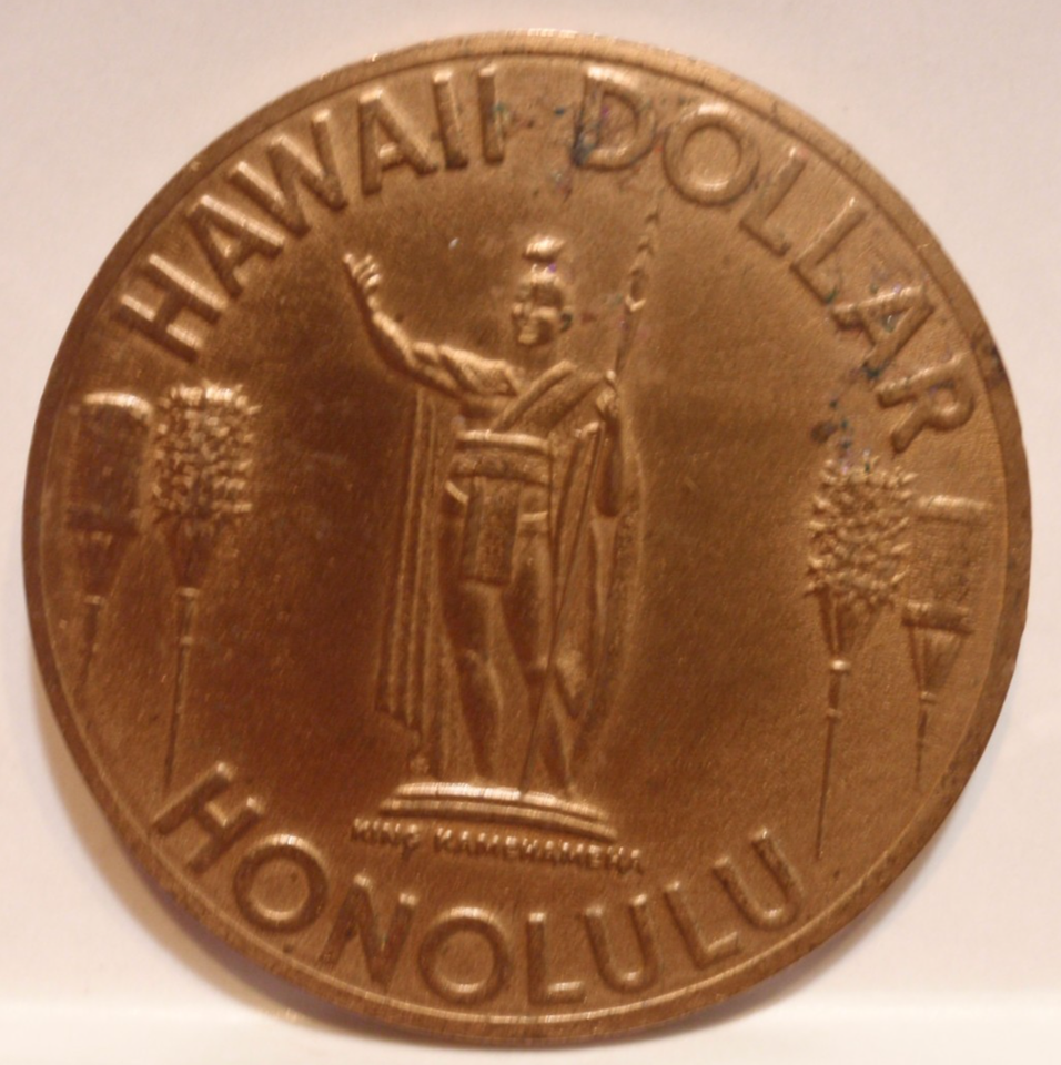 1973 Honolulu Hawaiian Dollar King Kamehameha Aloha From Hawaii Coin ...