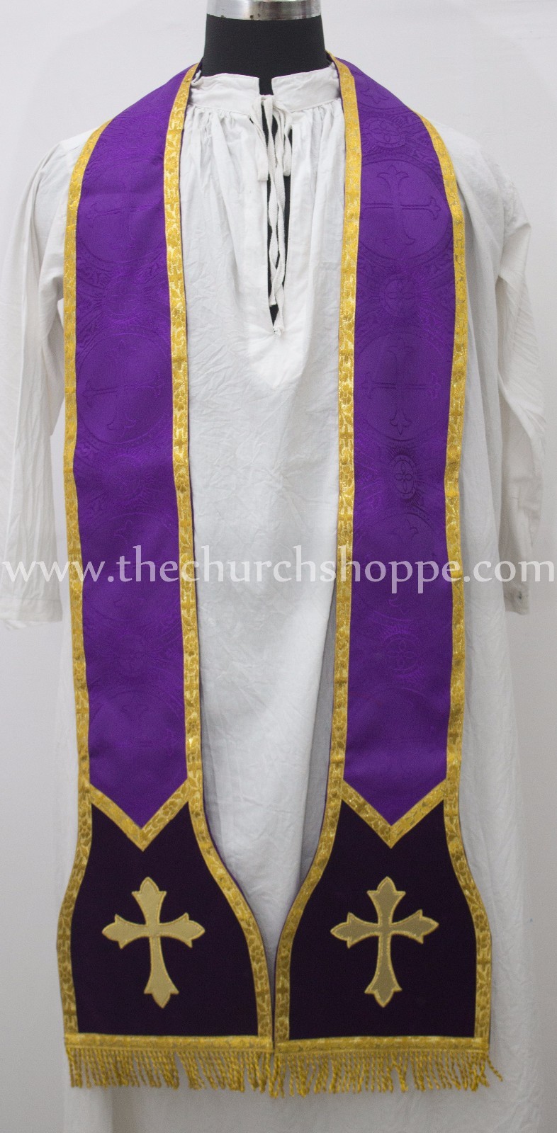NEW VIOLET Fiddleback Chasuble Mass Vestment set Veil,Maniple,Stole ...