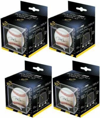 (4 NEW) Ultra Pro Baseball Square Display Built in Cradle, UV 4 ...