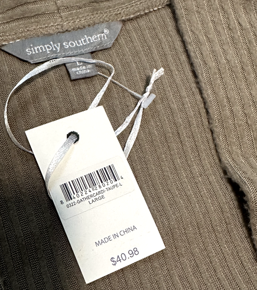 Simply Southern Taupe Brown Gather Cardigan Size L | eBay