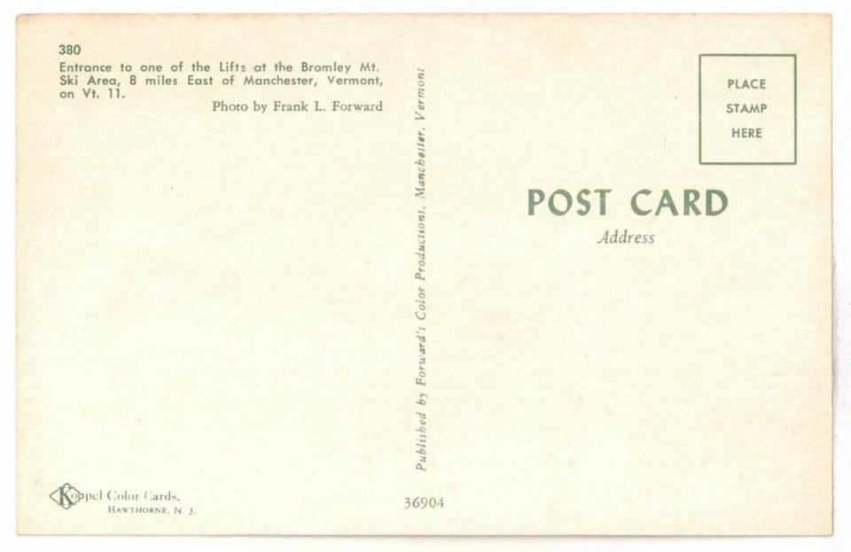 c1970 PC: Entrance to Lifts at Bromley Mt. Ski Area - Manchester, VT ...