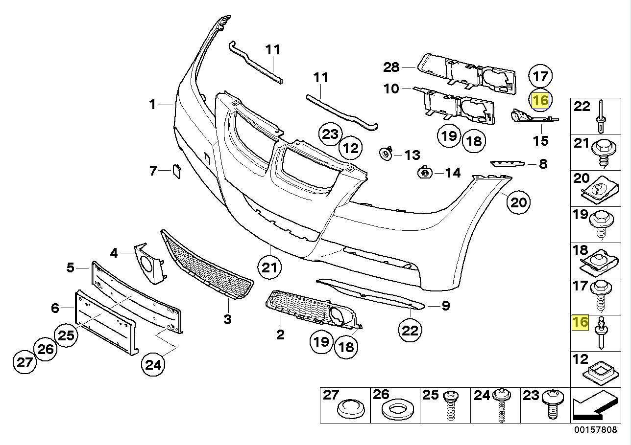 BMW E90 E91 Front Bumper Mount Trim Clip Rivet 6971349 07146971349 New ...