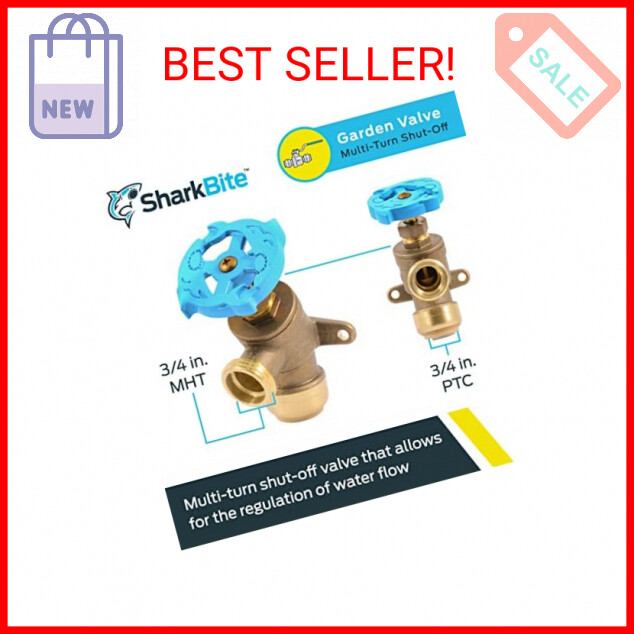 SharkBite 3/4 Inch x 3/4 Inch MHT Garden Valve, Multi Turn, Push to ...