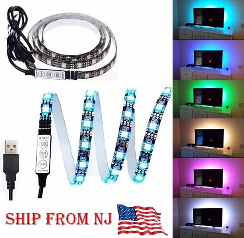 3FT/1M TV Computer Backlight 5V USB LED strip Light 5050 RBG Background ...