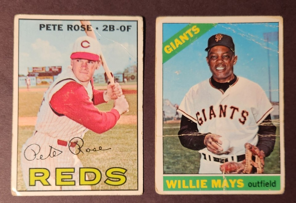 lot 91) Misc Topps Pete Rose / Willie Mays / Banks Low Grade (pls read ...