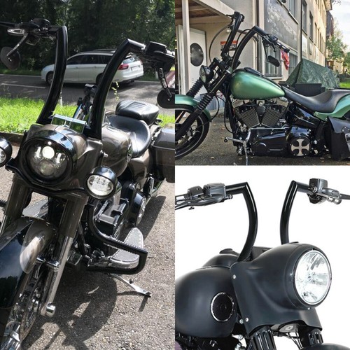 14" RISE DNA MONSTER FAT APE HANGER BARS 1-1/4" FOR HARLEY 883 1200 ...