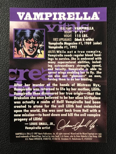 1997 Wizard Harris Comics Trading Card Vampirella Signed by Louis Small ...