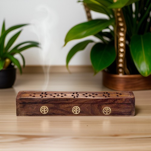 Incense Box Tree of Life Bamboo Stick Incense Cone Burner Holder Wooden ...
