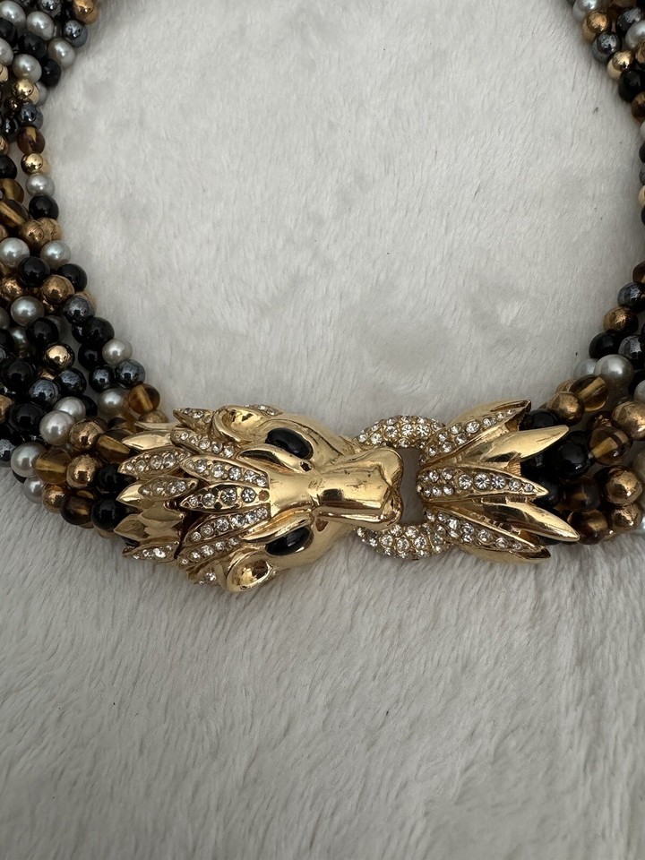Gorgeous Vintage Ciner Beaded Lion Clasp Necklace | eBay