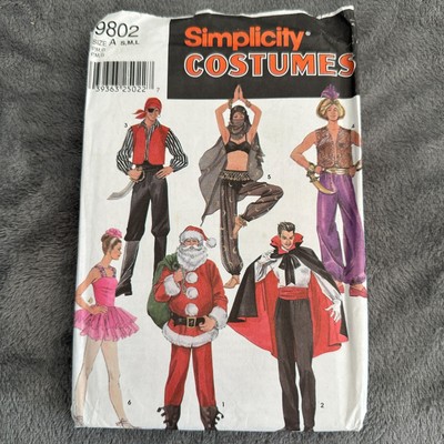 Simplicity 9802 Sewing Pattern Costume Sz S-L Santa Clause Genie Pirate ...
