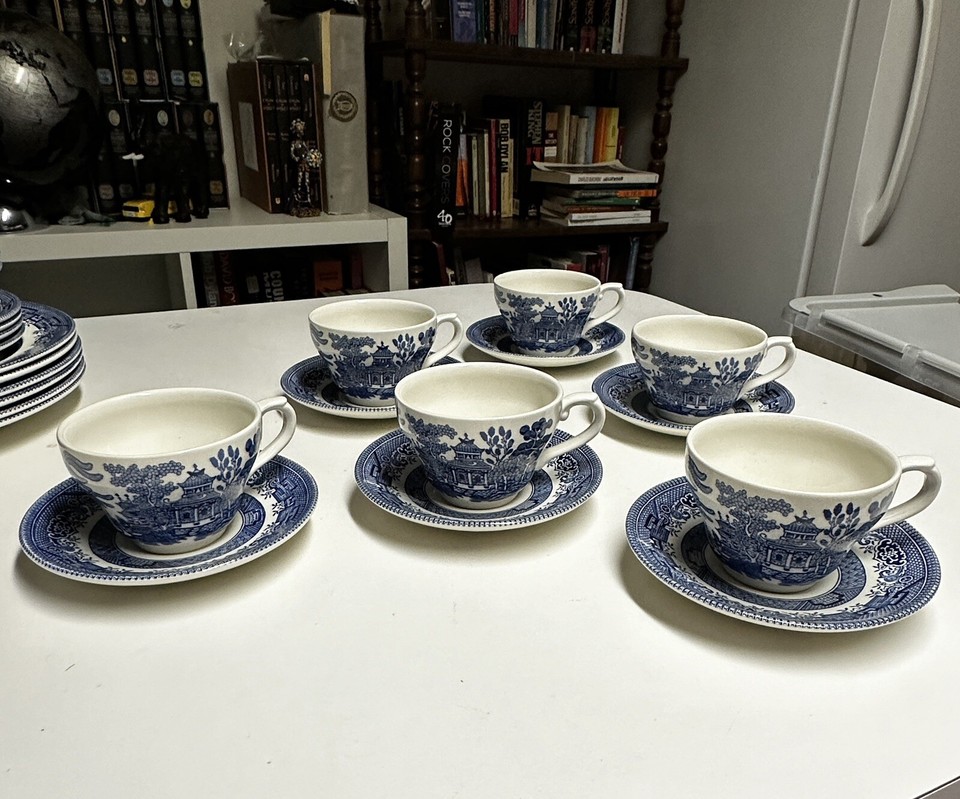27 piece Churchill Willow Dinnerware Set - Made In England - Blue ...
