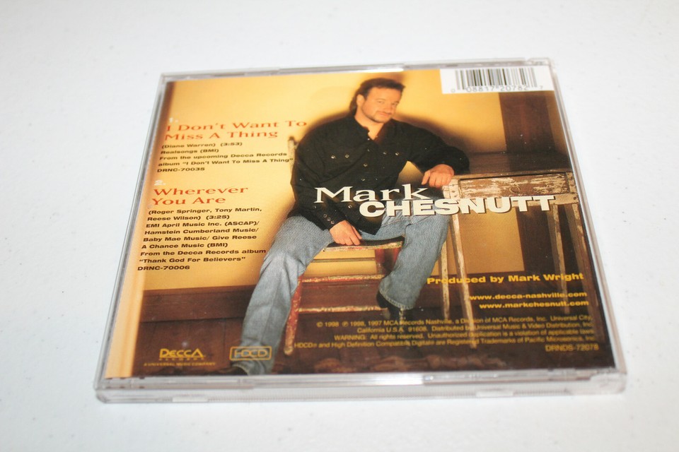 Mark Chesnutt : I Don't Want to Miss a Thing (CD SINGLE 1998, Decca ...