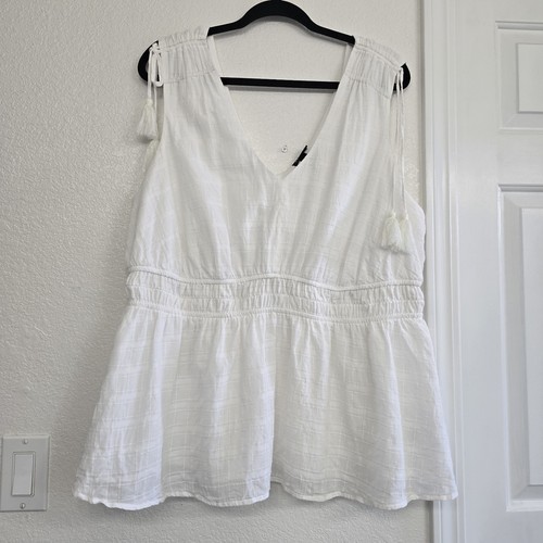 Torrid Plus Size 2X Tank White V Neck Sleeveless Tasseled Layer ...