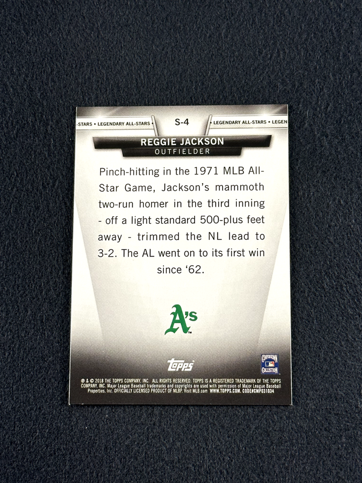 2018 Topps Update REGGIE JACKSON Salute Insert #S-4 Oakland Athletics ...
