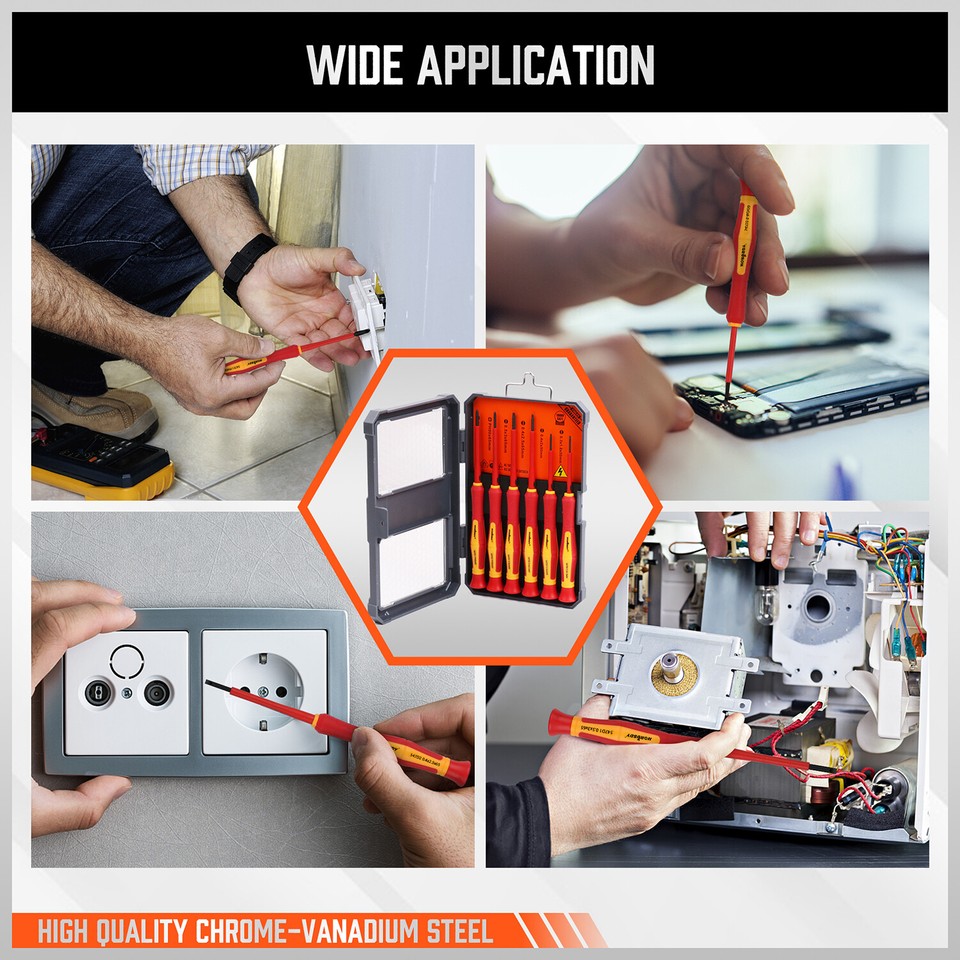 6pc Electrician's Insulated Magnetic Electrical Hand Screwdriver Tool ...