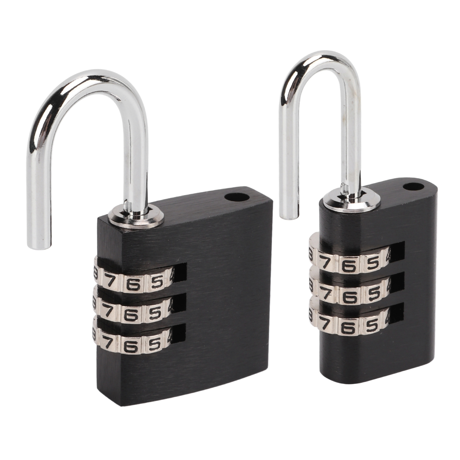 3 Digits Security Combination Padlock Black Solid Aluminum Alloy For ...