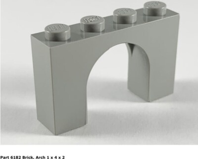 Lego 2x 6182 Light Gray Brick, Arch 1 x 4 x 2 | eBay