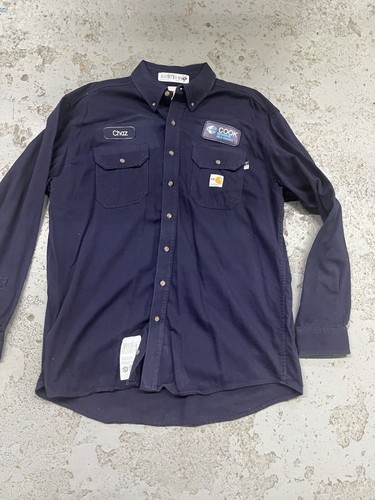 Men's Navy Carhartt 294-20 FRC Work Shirt XL-LN CHAZ COOK FIELD ...