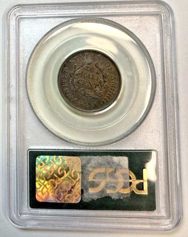 1806 Draped Bust Half Cent Original Brown with Some Red PCGS AU50 Green ...