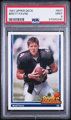 🏈 1991 Upper Deck Rookie Force #647 Brett Favre PSA 9 Mint HOF Packers ...